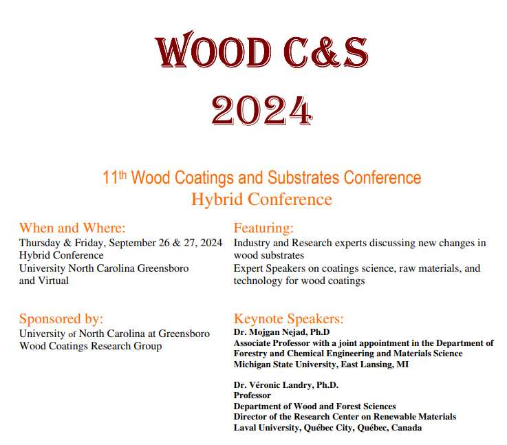 11th Biannual Wood Coatings & Substrates Conference | Chemistry ...